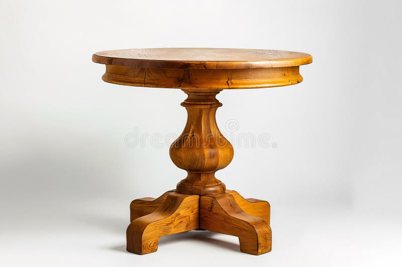 Wooden Table with Round Top and Legs. Generative AI Stock Photo - Image ...