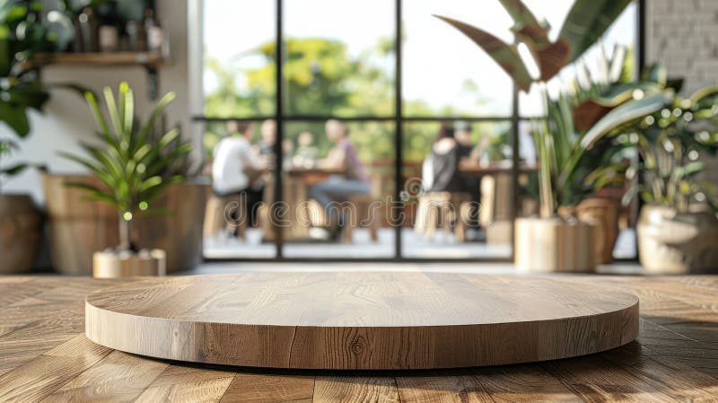 A Wooden Table with a Round Top Stock Illustration - Illustration of ...