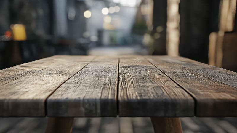 Wooden Table Rustic Surface Texture Background Blurred Space Display ...