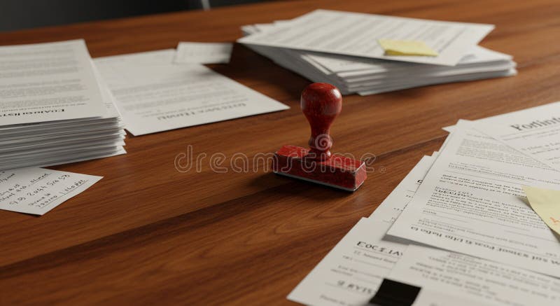 Wooden Table Scattered with Stacks of Papers, Featuring Printed Text ...