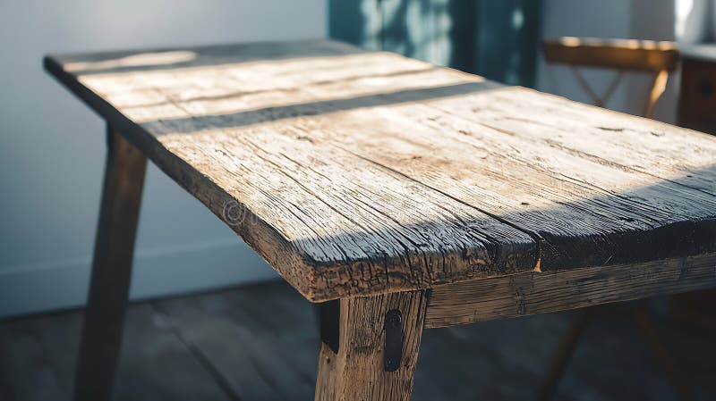 A Wooden Table with a Shadow on it Stock Photo - Image of coffee ...