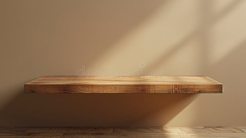 A Wooden Table with a Shadow on the Wall Stock Image - Image of ...