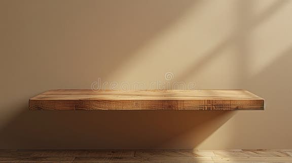 A Wooden Table with a Shadow on the Wall Stock Image - Image of ...