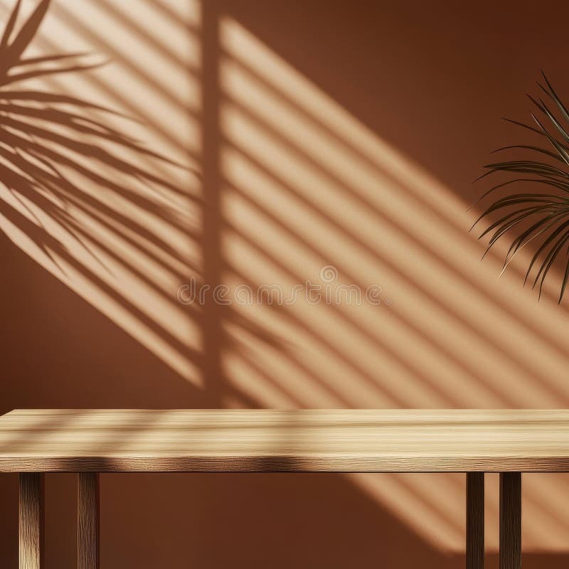 Wooden Table with Shadow on the Wall. Vector Illustration Stock ...
