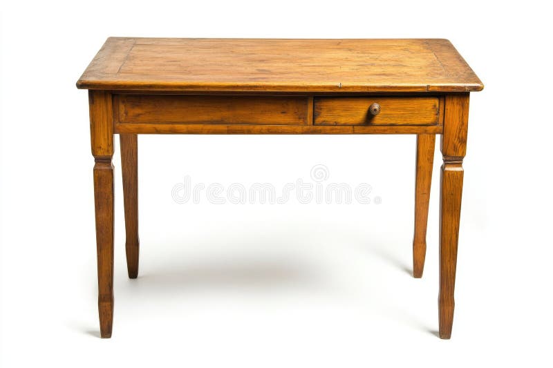 A Wooden Table with a Simple Drawer at the Bottom Stock Image - Image ...