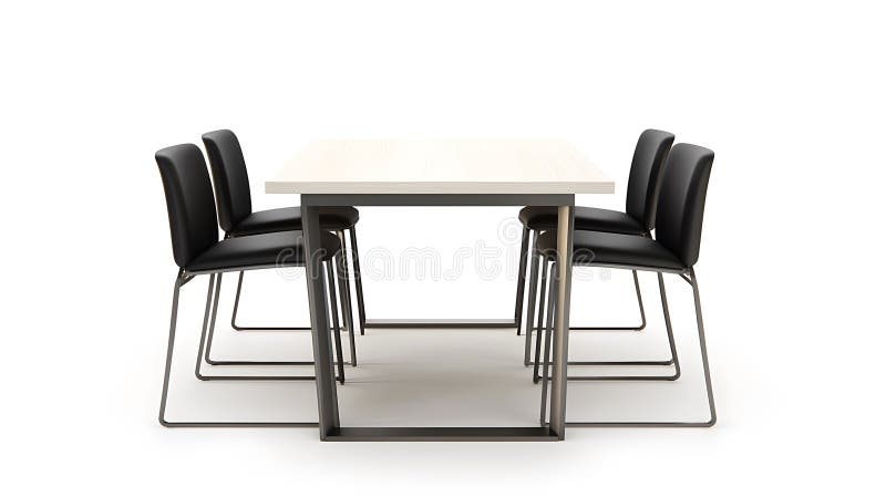A Wooden Table with Six Black Chairs Around it Stock Illustration ...