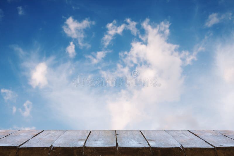 Wooden table with sky stock image. Image of tabletop - 174959317