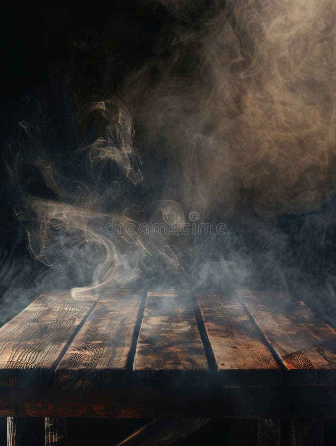 Wooden Table with Smoke stock image. Image of atmosphere - 374967601