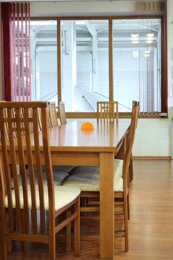 Wooden Table, Some Chairs and Window. Stock Photo - Image of empty ...
