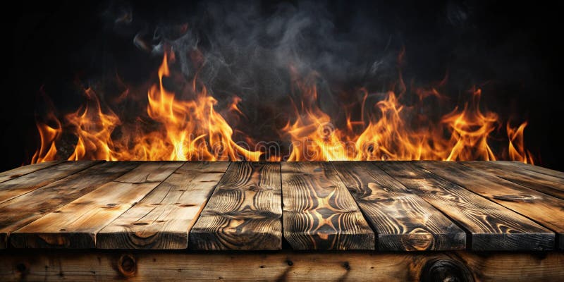 Wooden Burnt Table on Black Background Stock Illustration ...