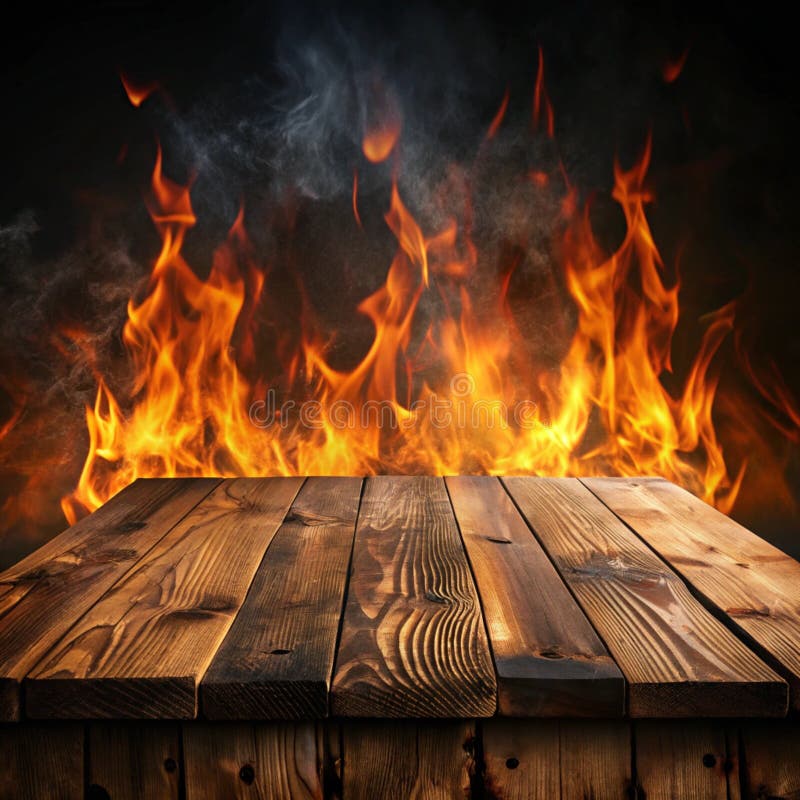 Wooden Burnt Table on Black Background Stock Illustration ...