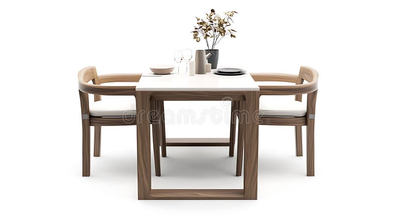 A Wooden Table with Three Chairs Around it Stock Illustration ...