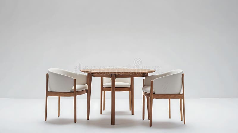 A Wooden Table with Three Chairs Around it Stock Illustration ...