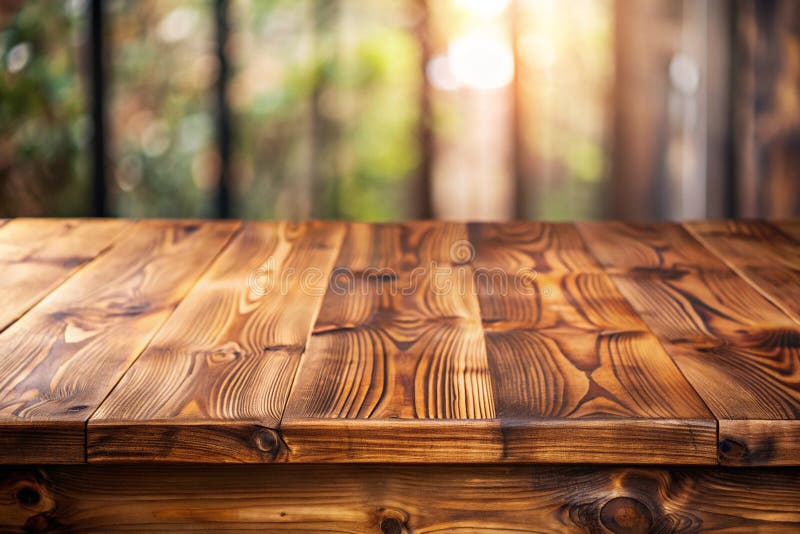 Wooden Table Top Background with Copy Space Stock Illustration ...