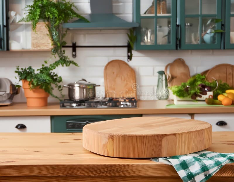 Wooden Table Top on Blur Kitchen Room Background,Modern Contemporary ...