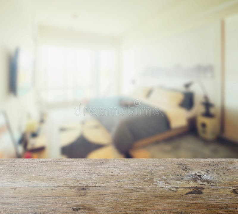 Wooden Table Top with Blur of Modern Building Stock Image - Image of ...