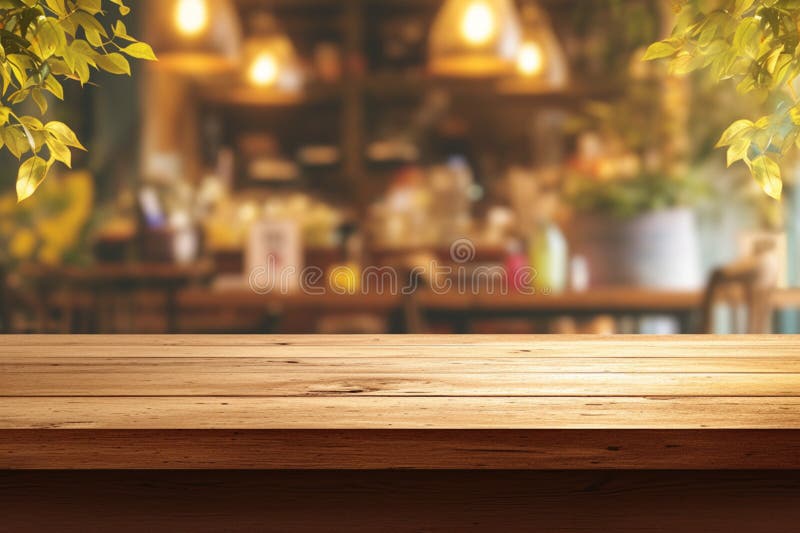 Wooden Table Top in Cafe, Ideal for Product Display Backdrop Stock ...