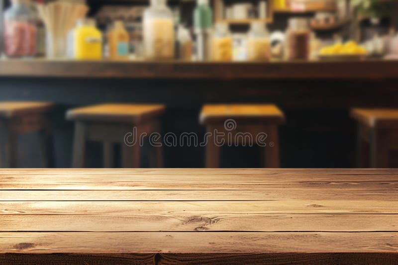 Wooden Table Top in Cafe, Ideal for Product Display Backdrop Stock ...