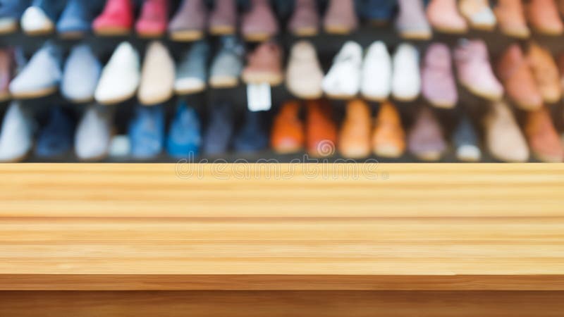 Wooden Table Top and Shoe Store . Generative Ai Stock Illustration ...