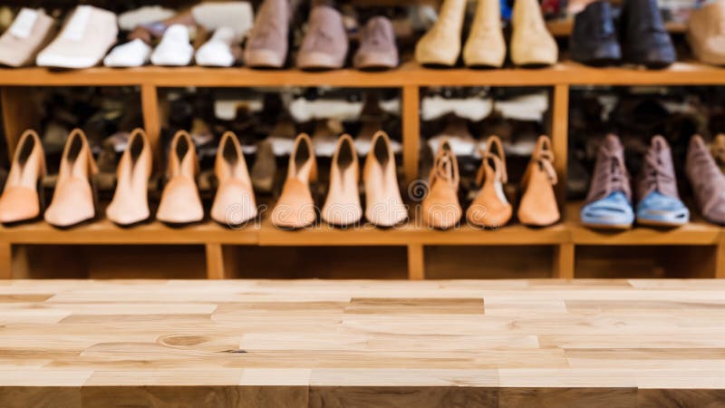 Wooden Table Top and Shoe Store . Generative Ai Stock Illustration ...