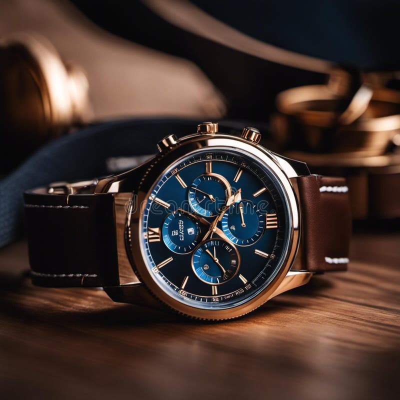 A Wooden Table Topped with Lots of Things on it with a Watch Stock ...