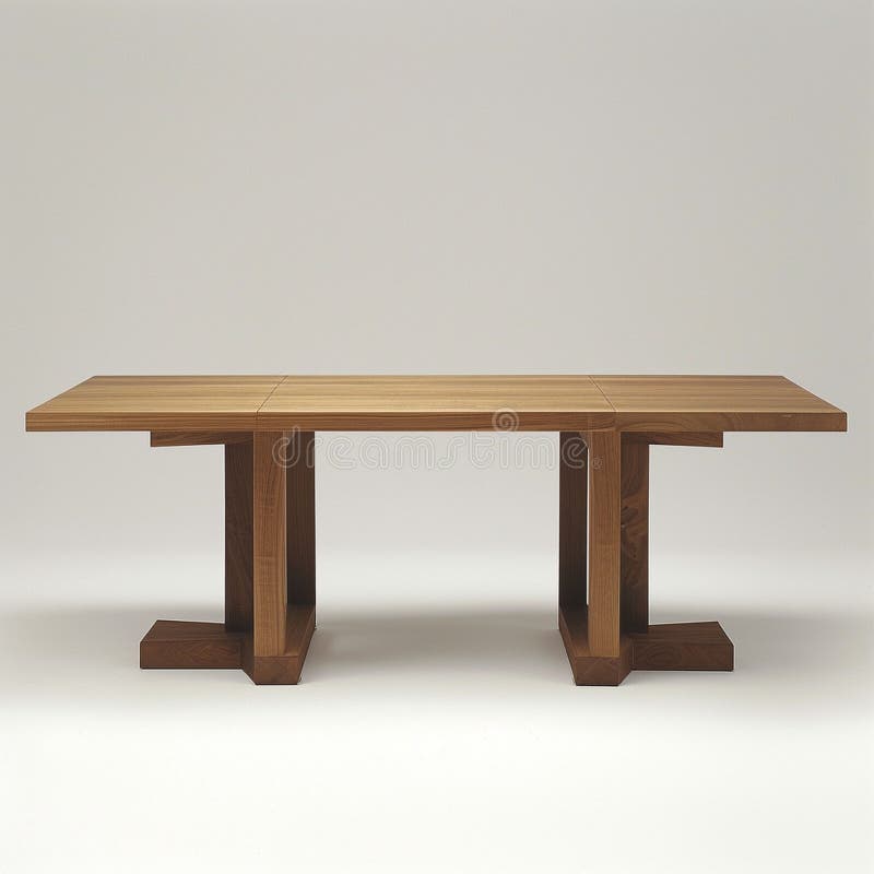 Wooden Table with Two Legs on White Background Stock Illustration ...