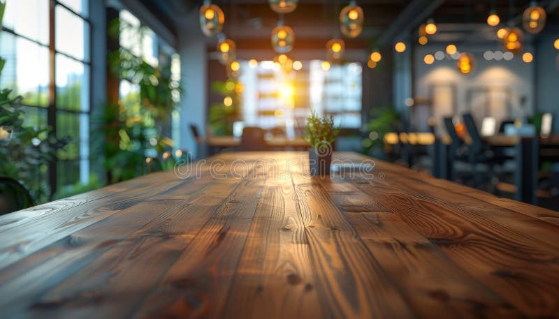 A Wooden Table with a View of the City by AI Generated Image Stock ...