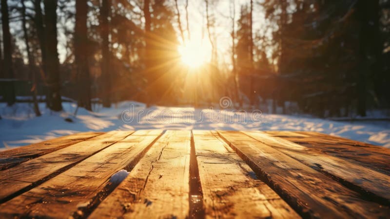 A Wooden Table with a View of the Sun in the Background Stock Footage ...