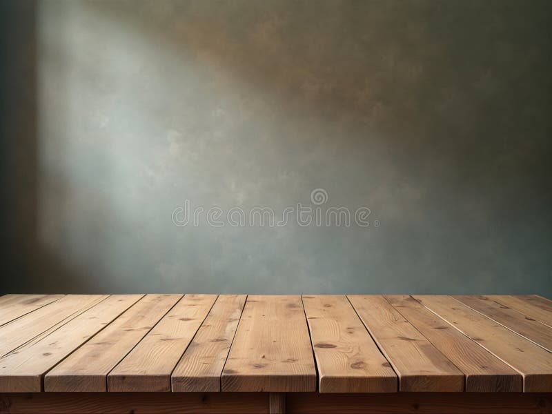 A Wooden Table with a Wall Behind it Stock Illustration - Illustration ...