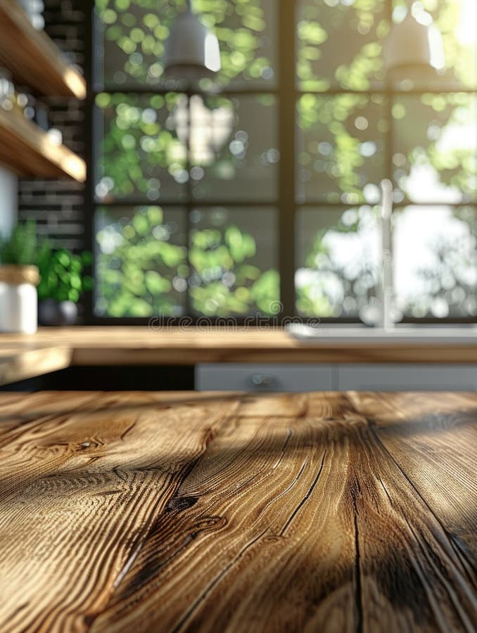 Wooden Table by Window stock image. Image of window - 374516123