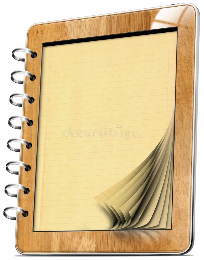 Wooden Tablet Computer Notebook with Pages Stock Illustration ...
