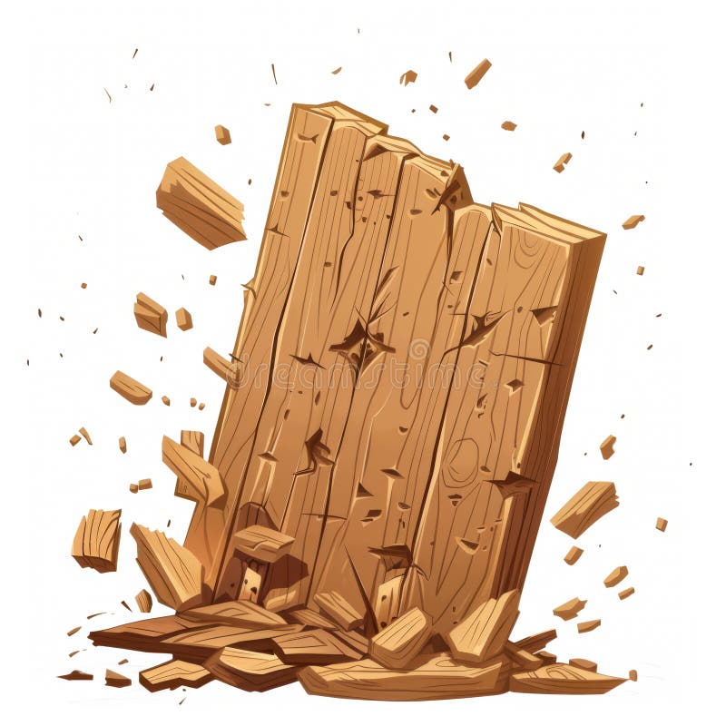 A Wooden Tablet Snapping into Splinters, Highlighting the Texture and ...