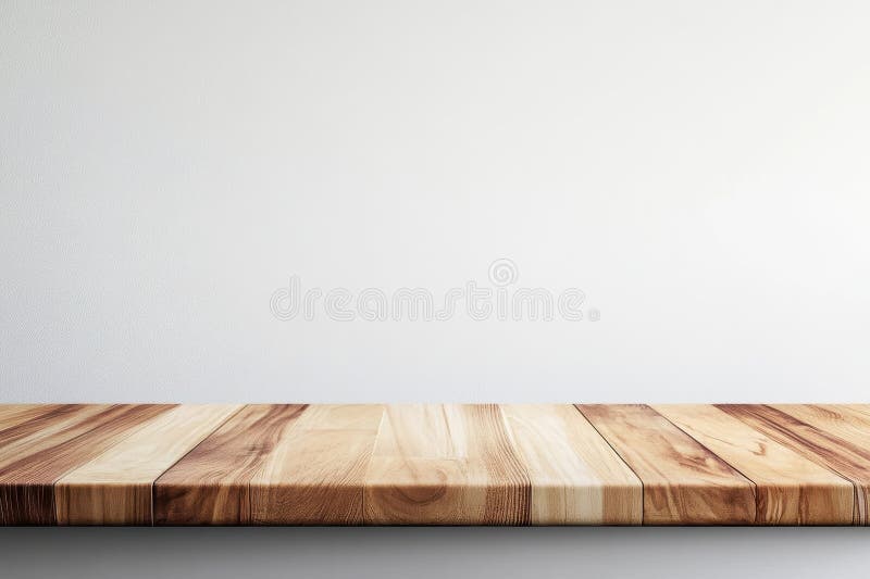 Wooden Tabletop Against a White Wall Stock Illustration - Illustration ...