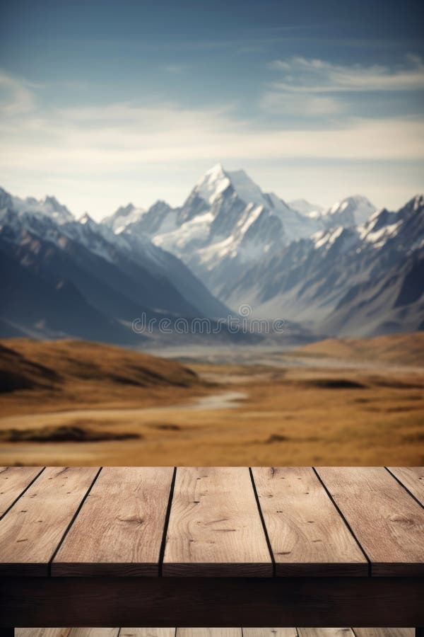 Wooden Tabletop, they are the Background of a Splendid Landscape. Stock ...