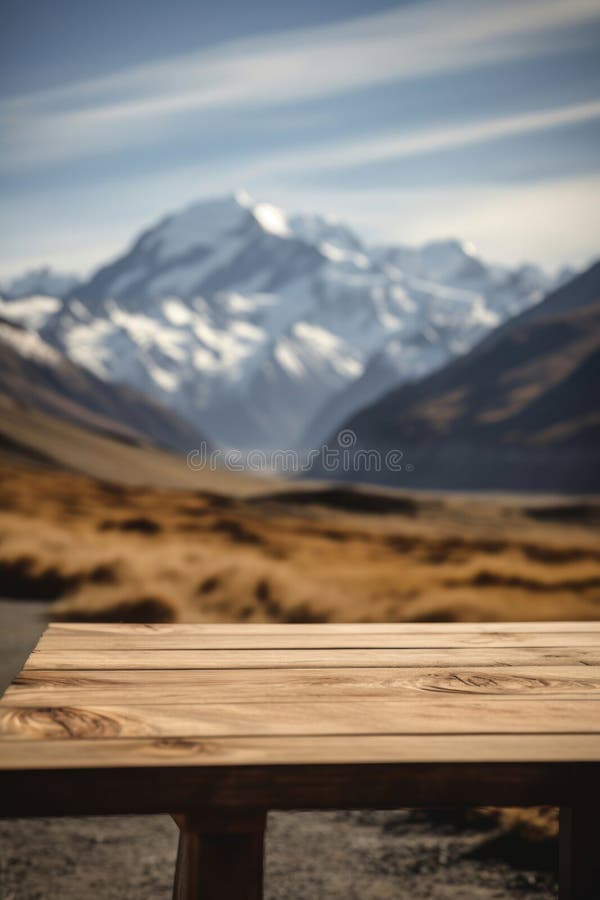 Wooden Tabletop, they are the Background of a Splendid Landscape. Stock ...