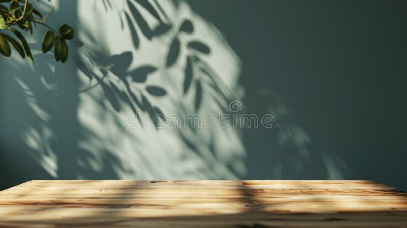 The Shadowed Wooden Tabletop.AI Generated Image Stock Image - Image of ...