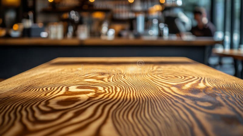 Wooden Tabletop in a Coffee Shop Setting Stock Illustration ...