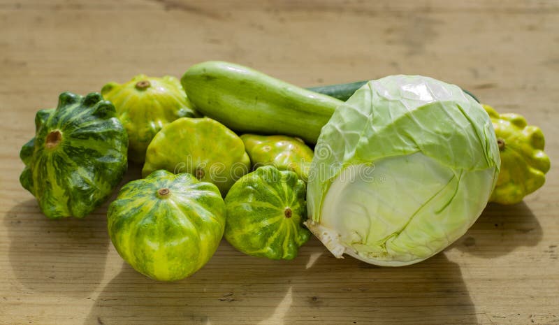 Group of Different Varieties of Squash and Cabbage Stock Image - Image ...