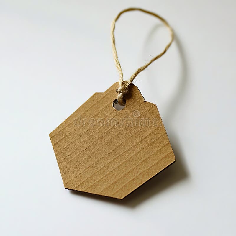 A Wooden Tag with a String Attached To it Stock Photo - Image of rope ...