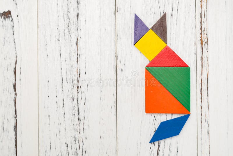 Wooden Tangram in a Fox Shape Stock Photo - Image of education, link ...
