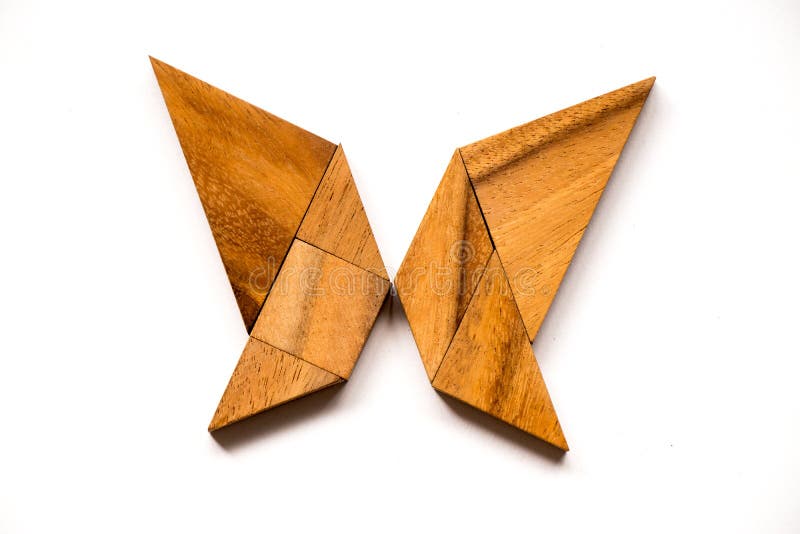 Wooden Tangram Puzzle in Butterfly Shape Stock Photo - Image of ...