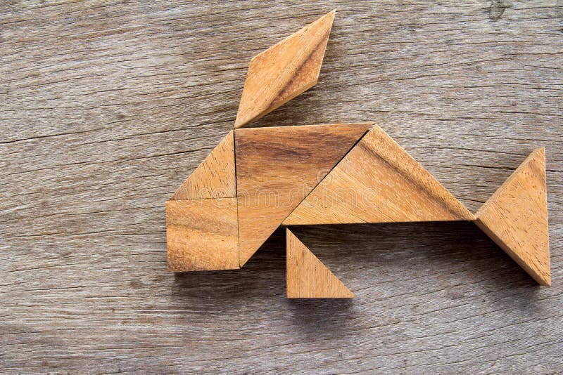 Wooden Tangram Puzzle in Fish Shape Stock Photo - Image of traditional ...