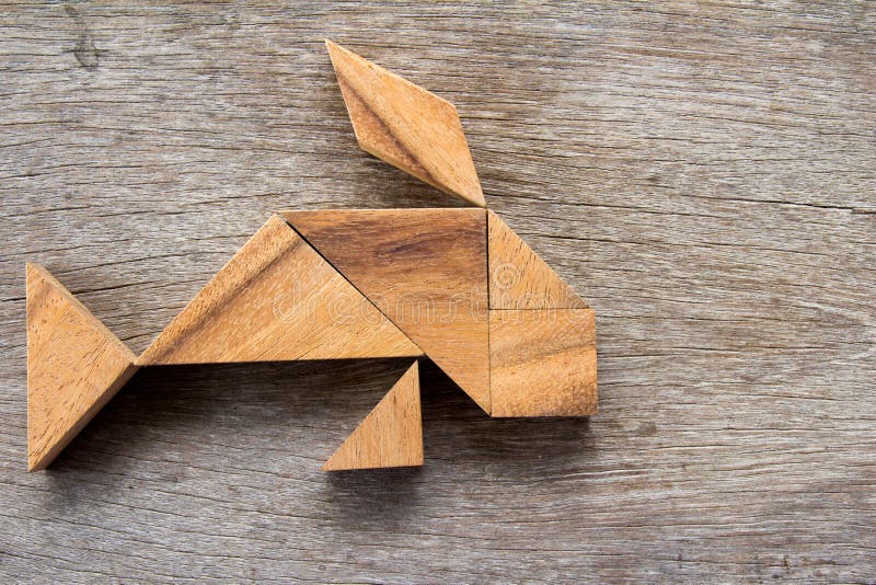 Wooden Tangram Puzzle in Fish Shape Stock Image - Image of puzzle ...