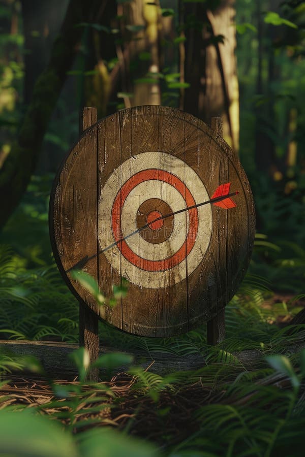 A Wooden Target with an Arrow Stuck in the Middle, Suitable for Use in ...