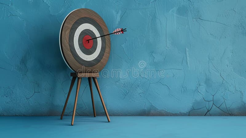 A Wooden Target with a Red Arrow in the Center Stock Illustration ...