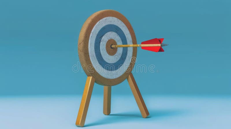 A Wooden Target with a Red Arrow Pointing To it Stock Illustration ...