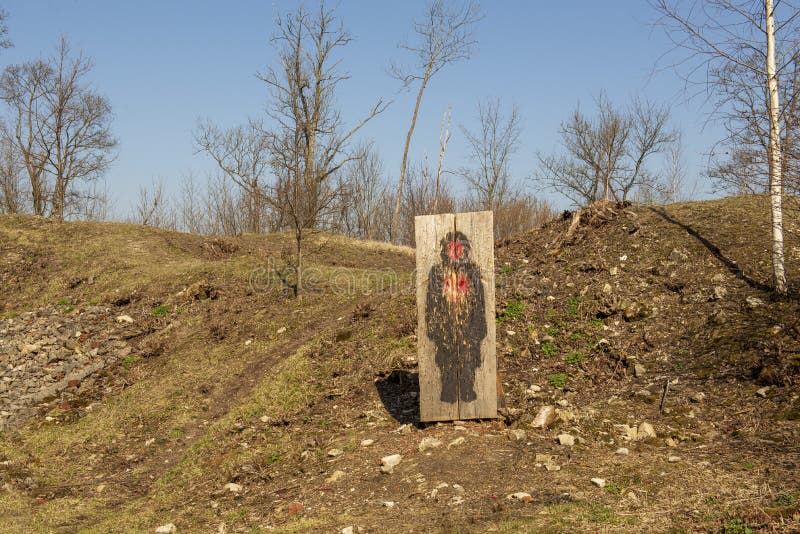 Wooden Target for Shooting Outdoors Stock Photo - Image of bullet ...