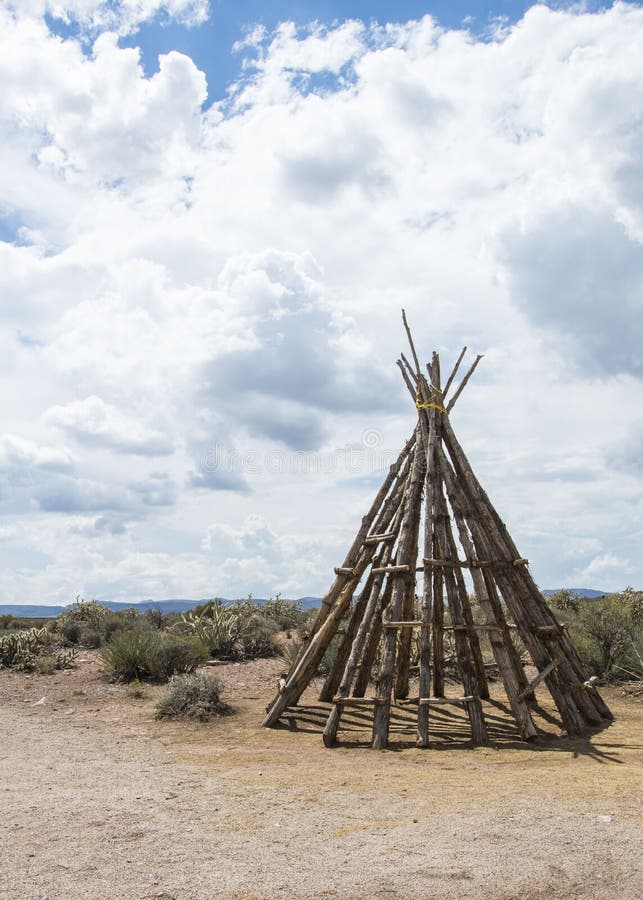 Wooden Teepee Near Reservation Stock Image - Image of indigenous ...