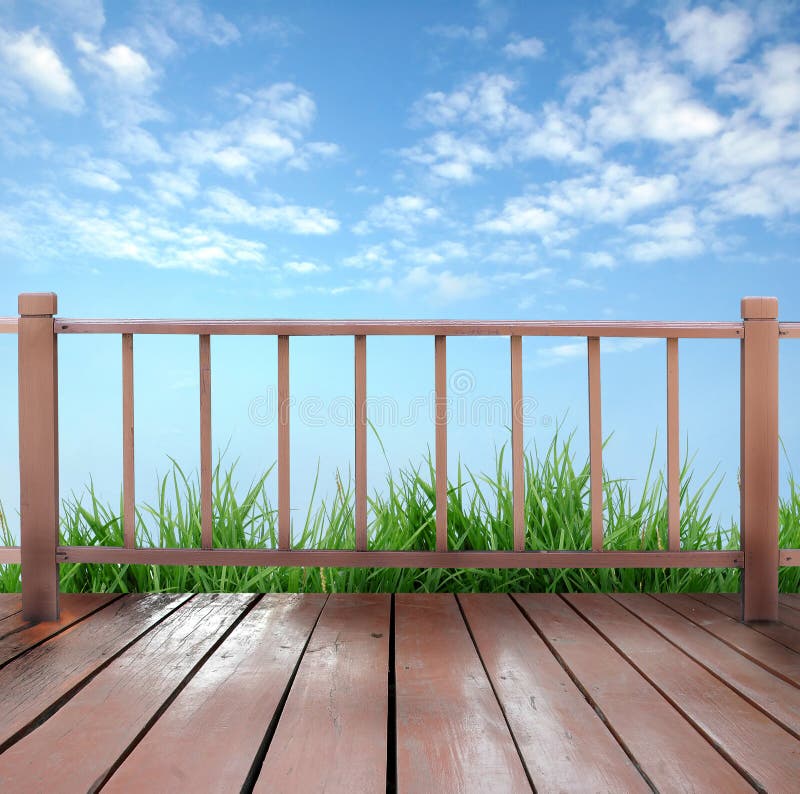Wooden terrace stock image. Image of blue, exterior, white - 18874305