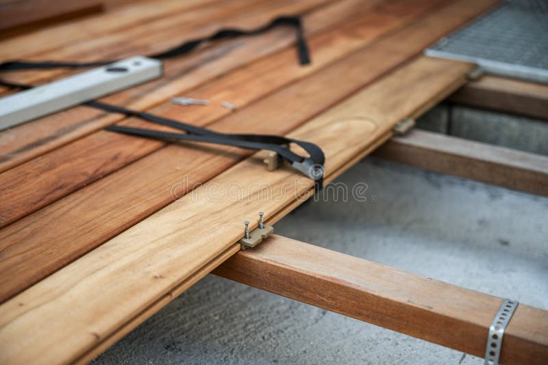 Wooden Terrace Construction and IInstallation in Progress Stock Photo ...
